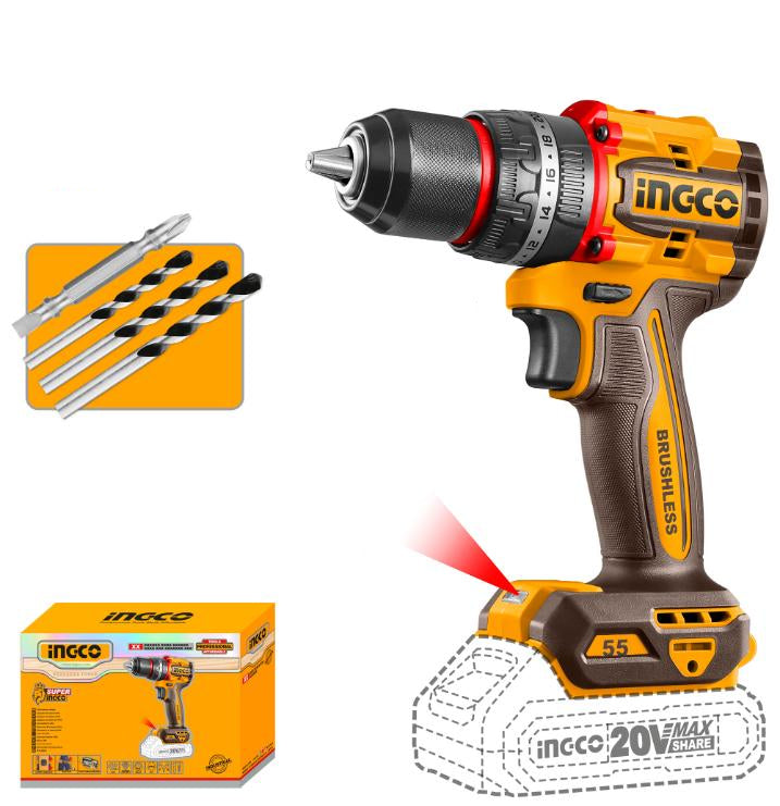 Ingco 20V Cordless Impact Drill Brushless 55nm CIDLI205581