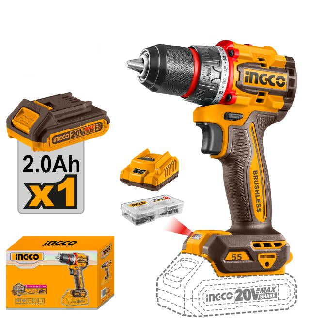 Ingco Drill 20V Cordless Kit 55nm CDLI205582